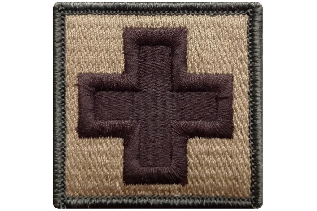 V38 Tactical Medic Emergency Medical Cross patch Coyote brown 2"x2" ho ...
