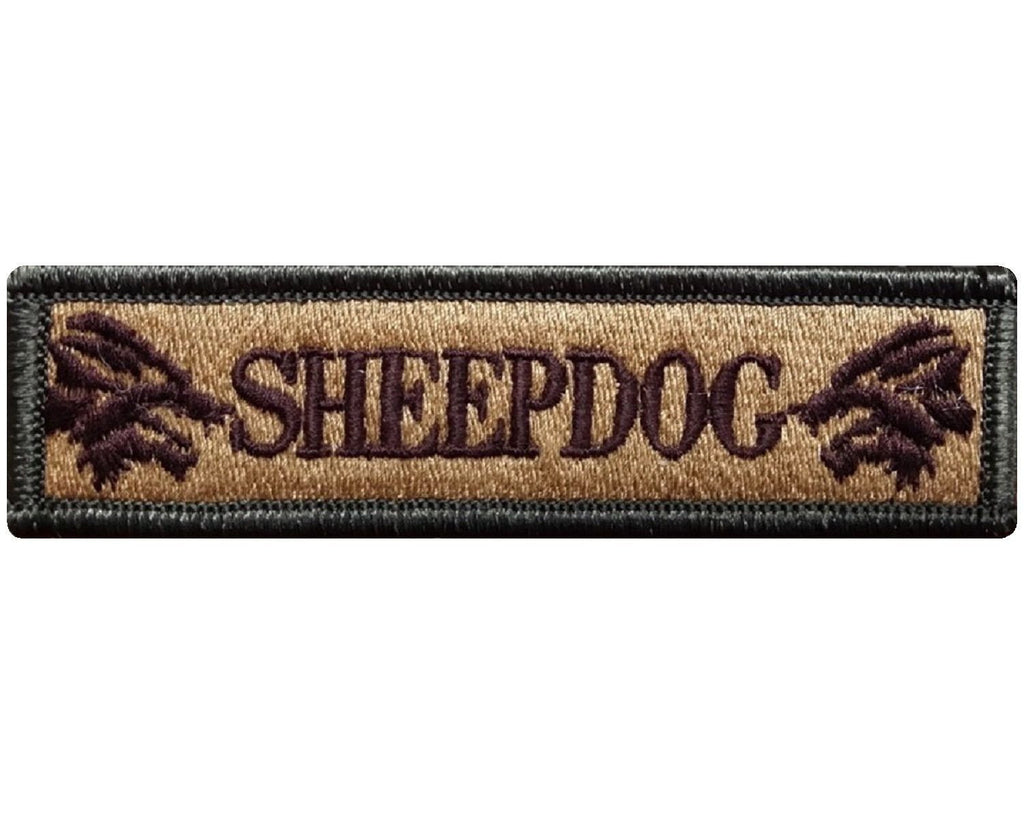 V116 Tactical Sheepdog patch Tan 1"x3.75" Hook Fastener Backing sheep ...